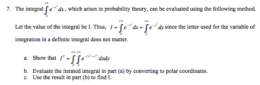 Solved The integral which arises in probability theory, can | Chegg.com