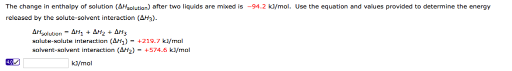Solved The change in enthalpy of solution (Delta H_solution) | Chegg.com
