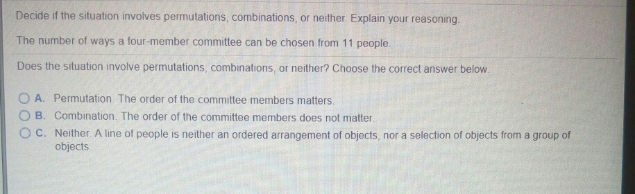 Solved Decide if the situation involves permutations, | Chegg.com