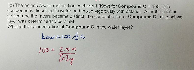 Solved 1. Use the distribution coefficient table below to | Chegg.com