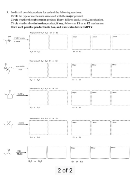 Solved Predict all possible products for each of the | Chegg.com