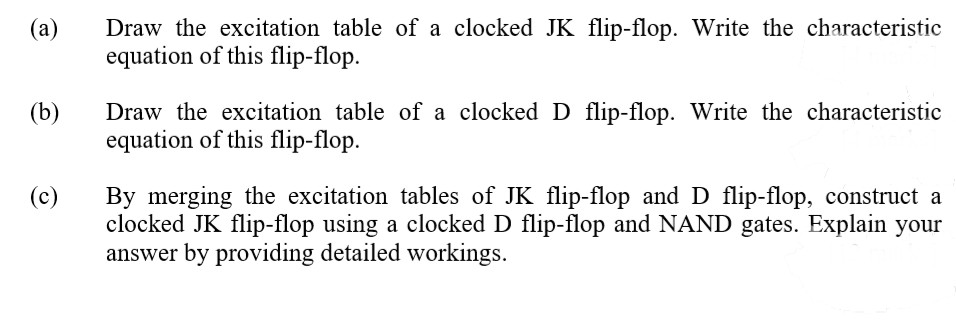 Solved (a) Draw the excitation table of a clocked JK | Chegg.com