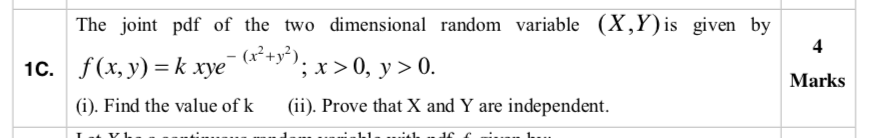 Solved The joint pdf of the two dimensional random variable | Chegg.com