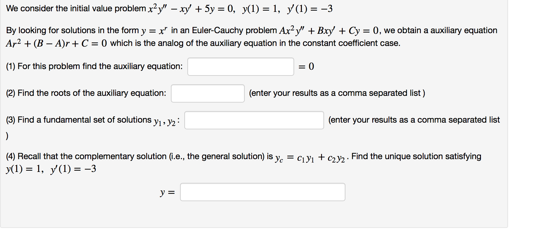 Solved We consider the initial value problem x^2y" - xy' + | Chegg.com