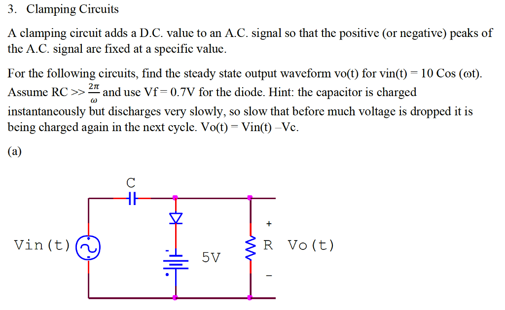 Solved (Use the ON/OFF model for the diode with Vf = 0.7V | Chegg.com