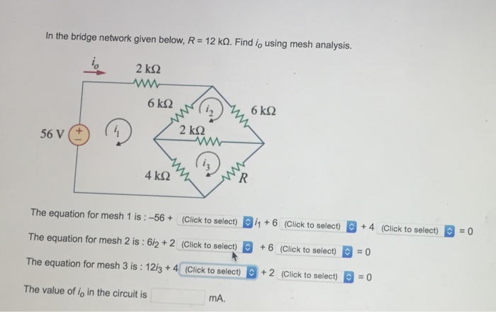 Solved In the bridge network given below, R = 12 k ohm. Find | Chegg.com