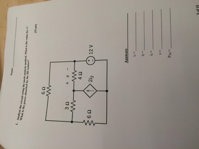 Solved Analyze the circuit using the mesh analysis method. | Chegg.com