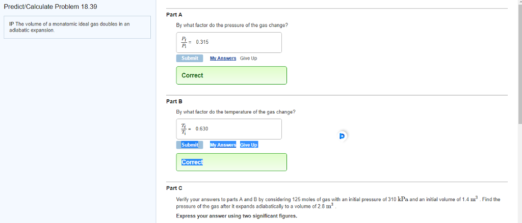 Solved Predict/Calculate Problem 18.39 Part A IP The volume | Chegg.com
