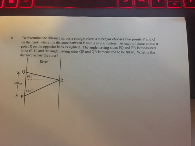 Solved To determine the distance across a straight river, a | Chegg.com