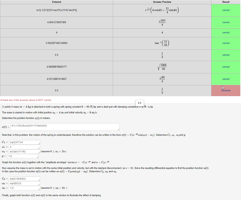 Solved Results for this submission Entered Answer Preview | Chegg.com