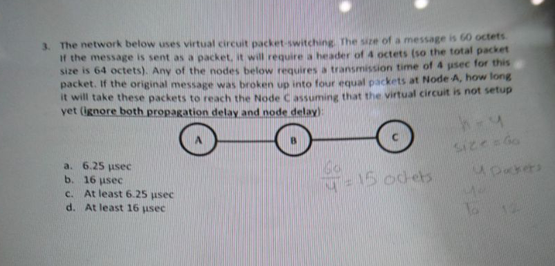 The network below uses virtual circuit packet | Chegg.com
