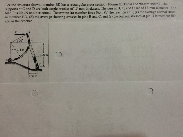 Solved For the structure shown, member BD has a rectangular | Chegg.com