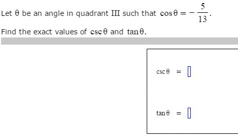 Solved Let theta be an angle in quadrant III such that cos | Chegg.com