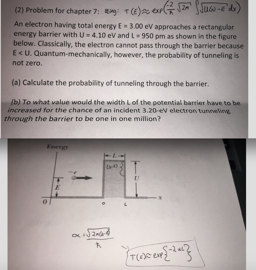 Solved An Electron Having Total Energy E 3 00 Ev