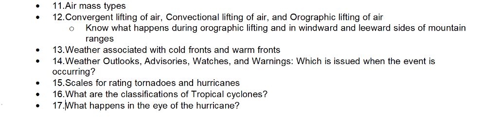 Solved 11.Air mass types 12.Convergent lifting of air, | Chegg.com