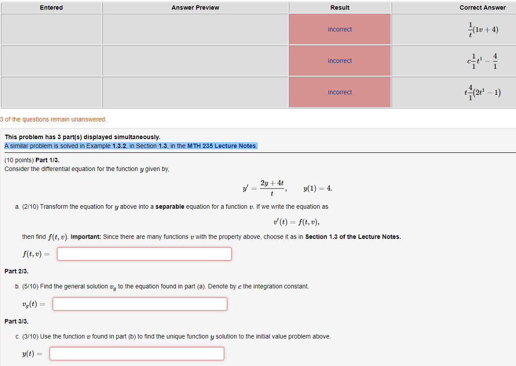 Solved Entered Answer Preview Result Correct Answer | Chegg.com