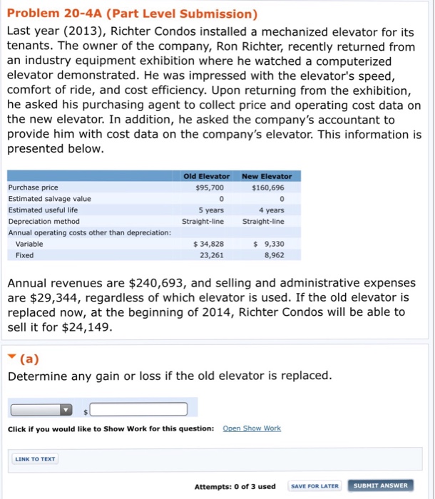 Solved Problem 20-4A (Part Level Submission) Last year | Chegg.com