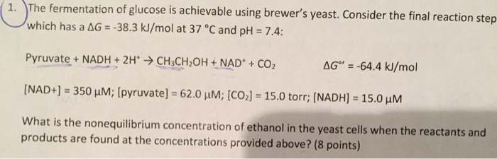 Solved The fermentation of glucose is achievable using | Chegg.com