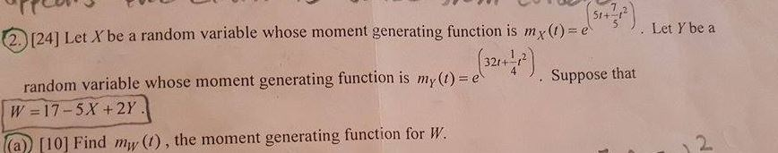 Solved 24 Let X Be A Random Variable Whose Moment 4309