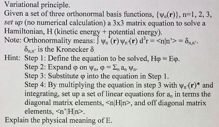 Solved Variational principle. Given a set of three | Chegg.com
