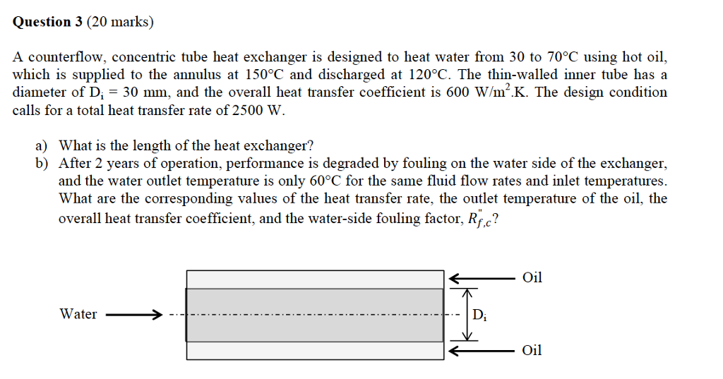 Solved A counterflow, concentric tube heat exchanger is | Chegg.com