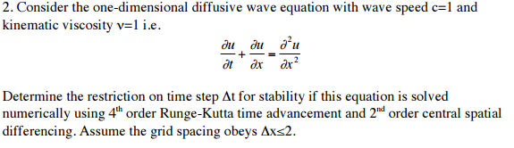 Consider the one-dimensional diffusive wave equation | Chegg.com