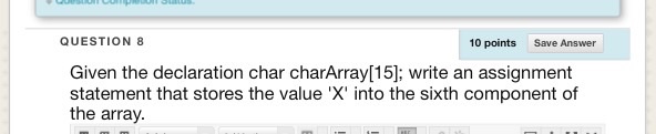 Solved Given the declaration char charArray[15]; write an | Chegg.com