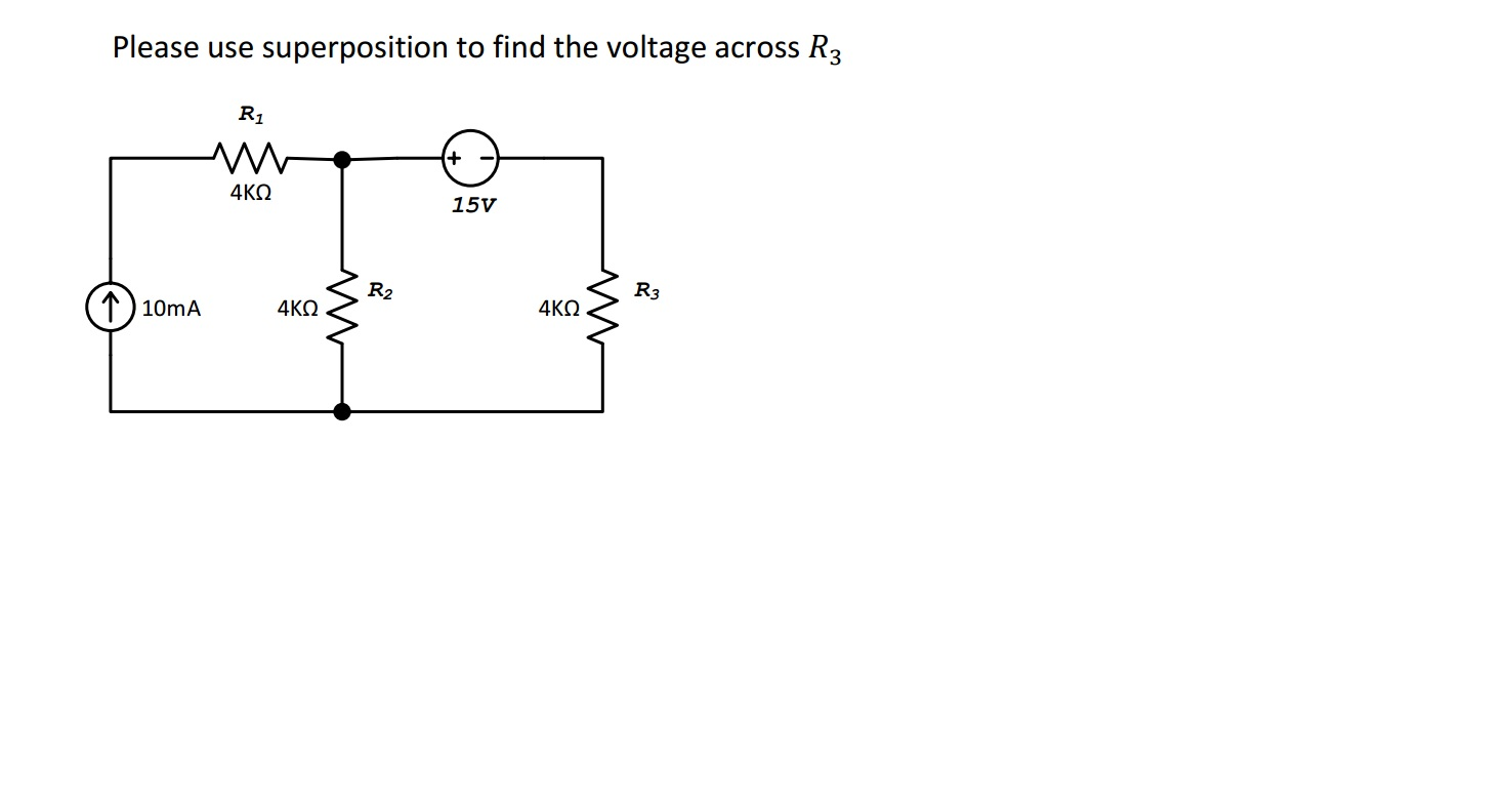 Solved Please use superposition to find the voltage across | Chegg.com