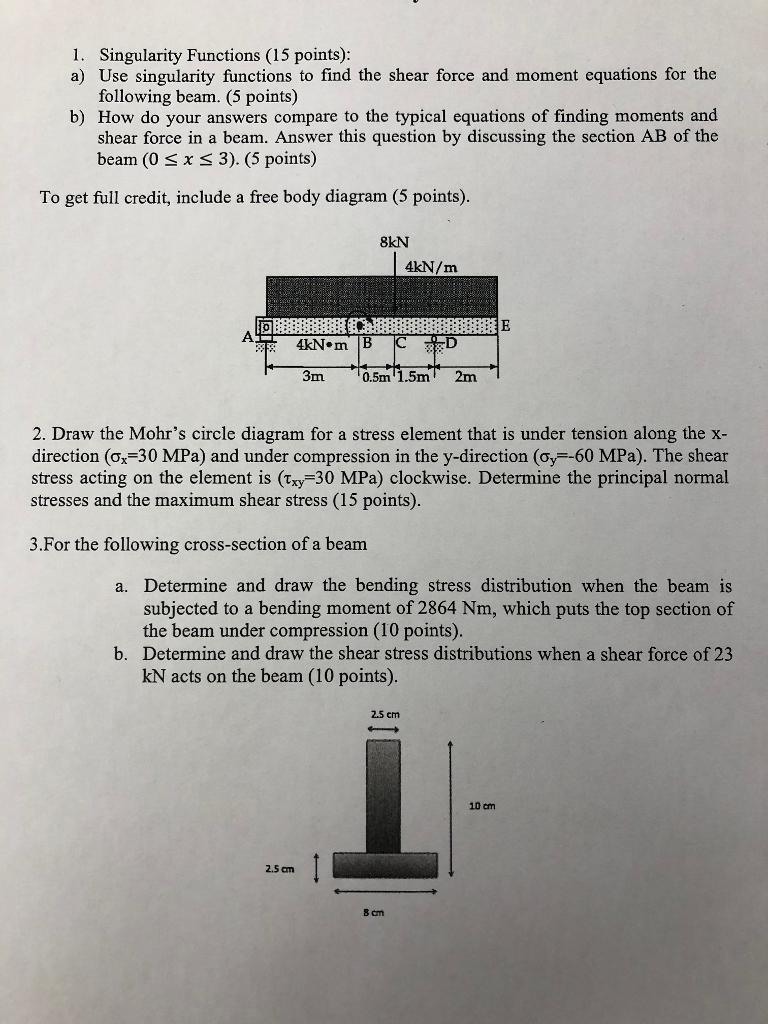 Solved 1 Singularity Functions 15 Points A Use 7274