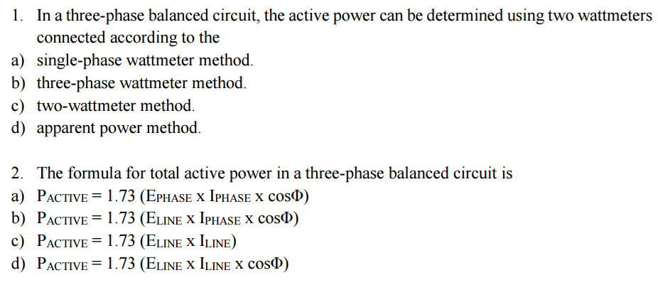 Solved In a three-phase balanced circuit, the active power | Chegg.com