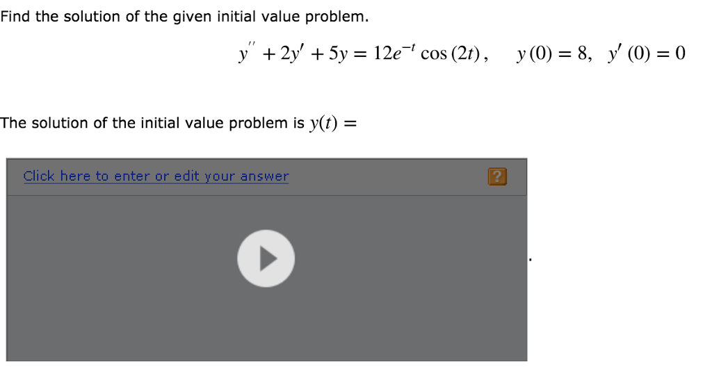 Solved Find the solution of the given initial value problem | Chegg.com