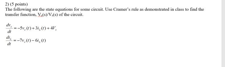 Solved The following are the state equations for some | Chegg.com