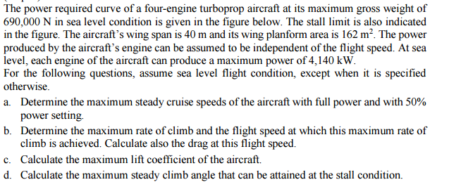 The power required curve of a four-engine turboprop | Chegg.com