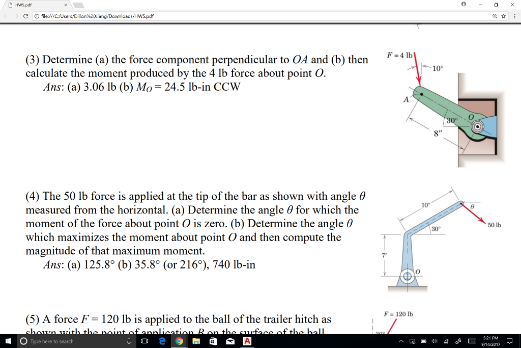 Solved Determine (a) the force component perpendicular to OA | Chegg.com