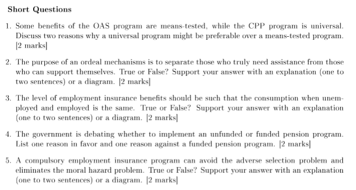 Solved Short Questions 1. Some benefits of the OAS program | Chegg.com