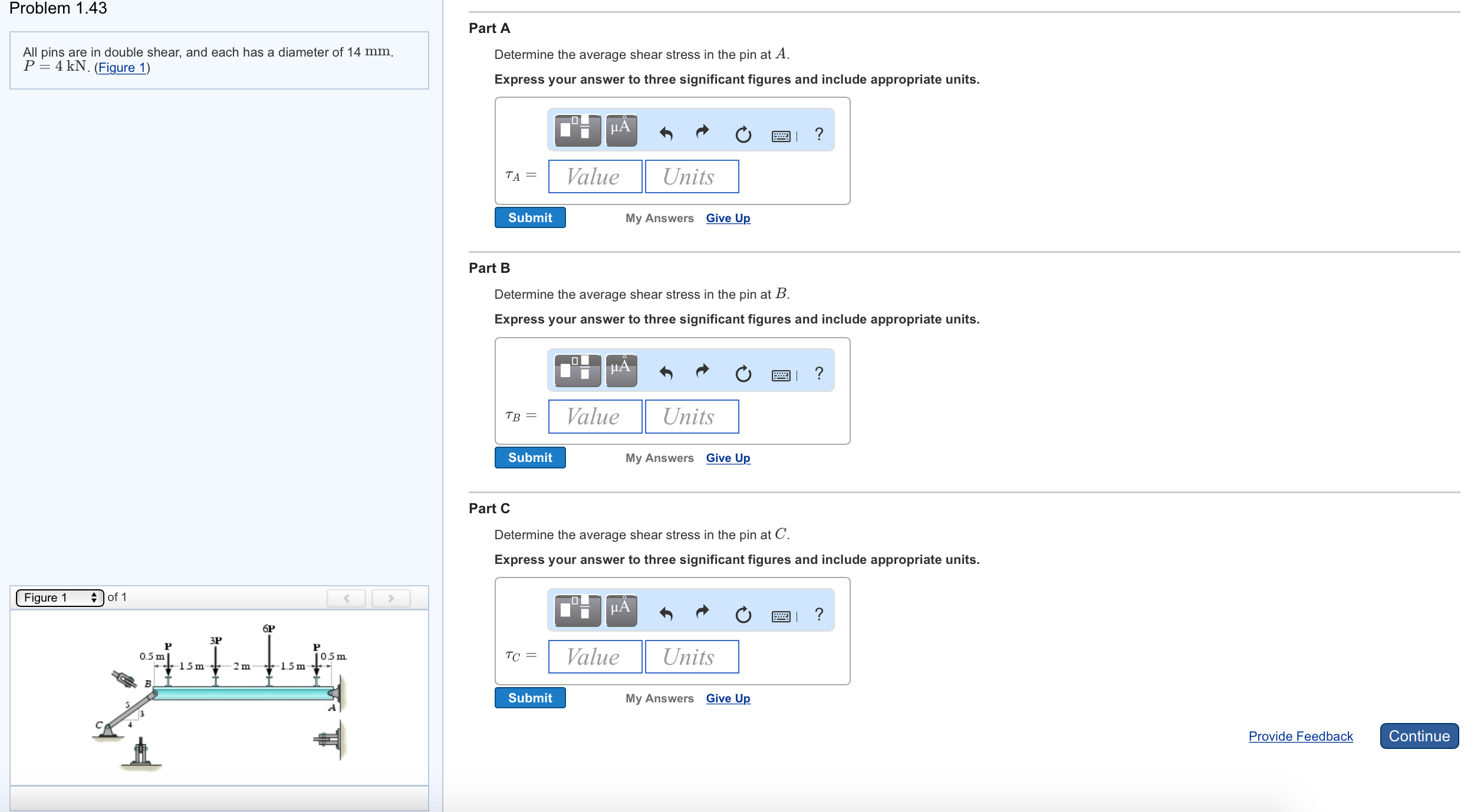 Solved All pins are in double shear, and each has a diameter | Chegg.com