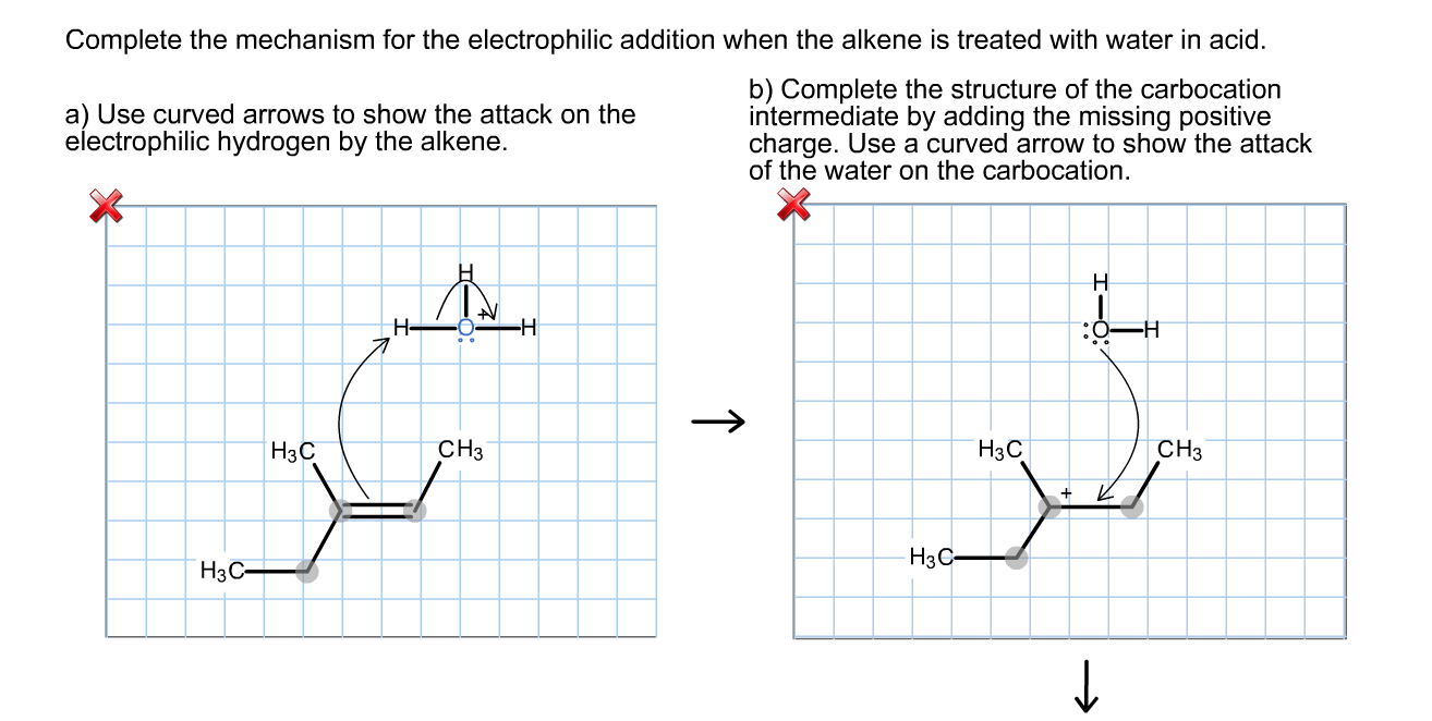 Solved Complete the mechanism for the electrophilic addition | Chegg.com