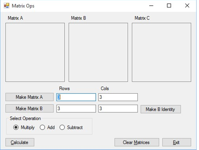 In C#, please help me make a form with matrices | Chegg.com