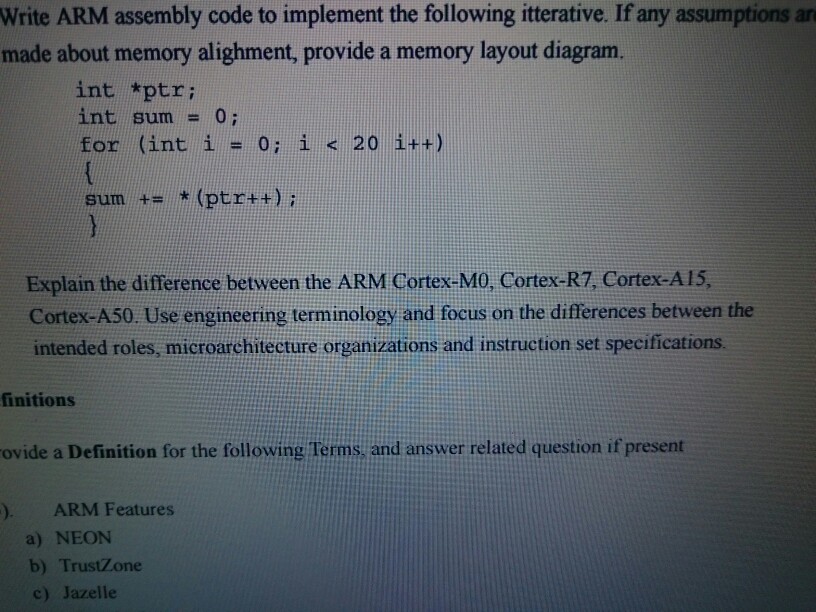 Solved Write Arm Assembly Code To Implement The Following 