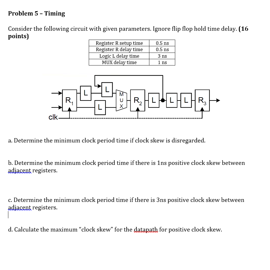 Solved Problem 5 - Timing Consider the following circuit | Chegg.com