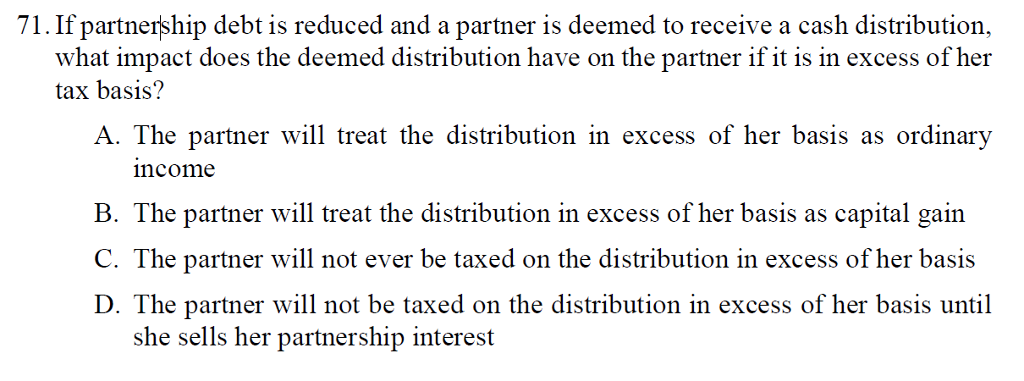 Solved If partner|ship debt is reduced and a partner is | Chegg.com
