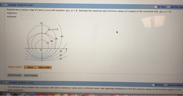 Solved Pictured are a contour map of f and a curve with | Chegg.com