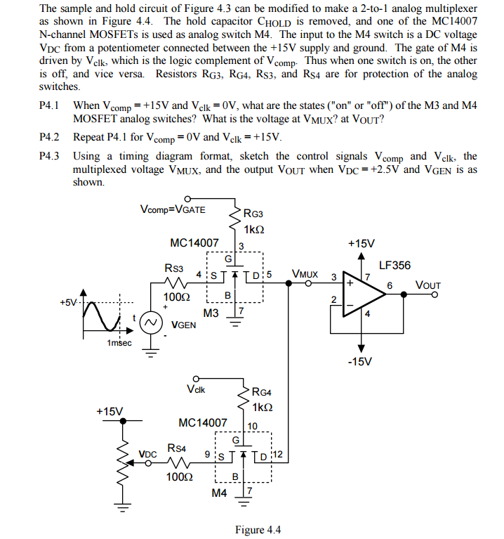 Solved The sample and hold circuit of Figure 4.3 can be | Chegg.com