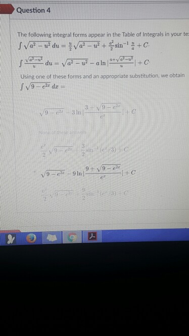 Solved Question 4 The following integral forms appear in the | Chegg.com
