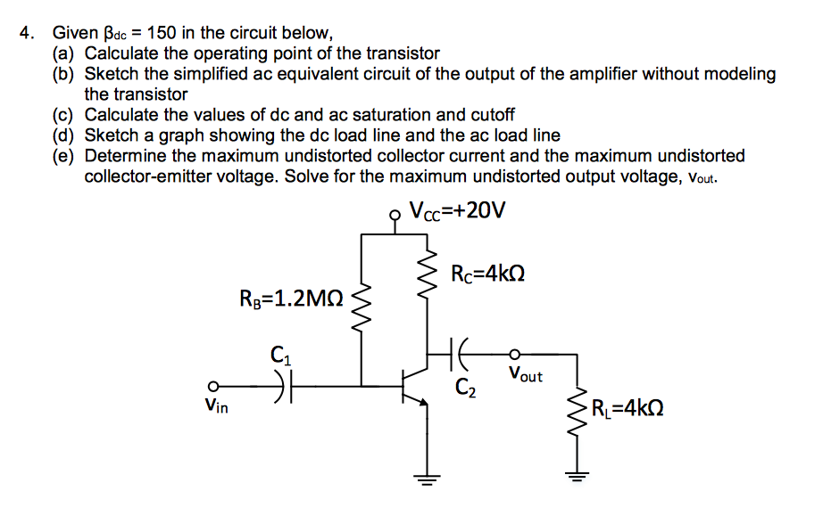 Solved Given Bdc- 150 in the circuit below, (a) Calculate | Chegg.com
