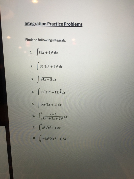 Solved Find the following integrals. integrals (5x + 4)^5 dx | Chegg.com