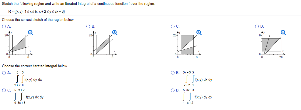 Solved Sketch the following region and write an iterated | Chegg.com
