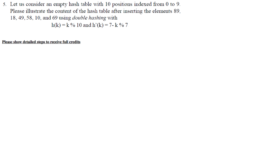 Solved Let us consider an empty hash table with 10 positions | Chegg.com