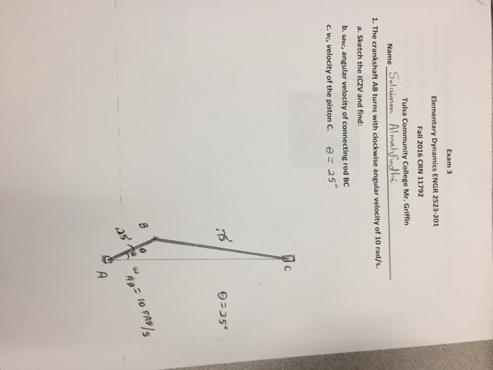 Solved Exam 3 Elementary Dynamics ENGR 2523-201 Fall 2016 | Chegg.com