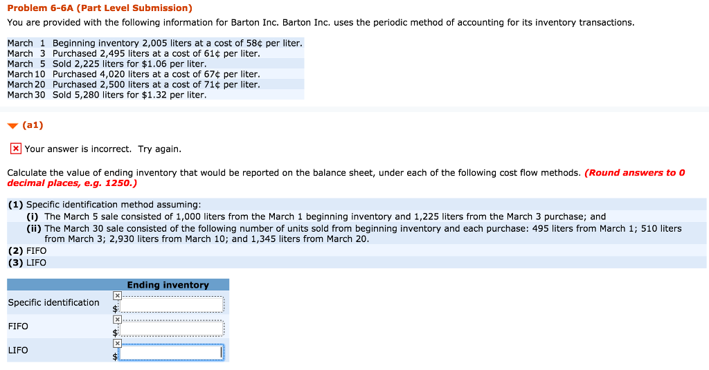 Solved Problem 6-6A (Part Level Submission) You are provided | Chegg.com